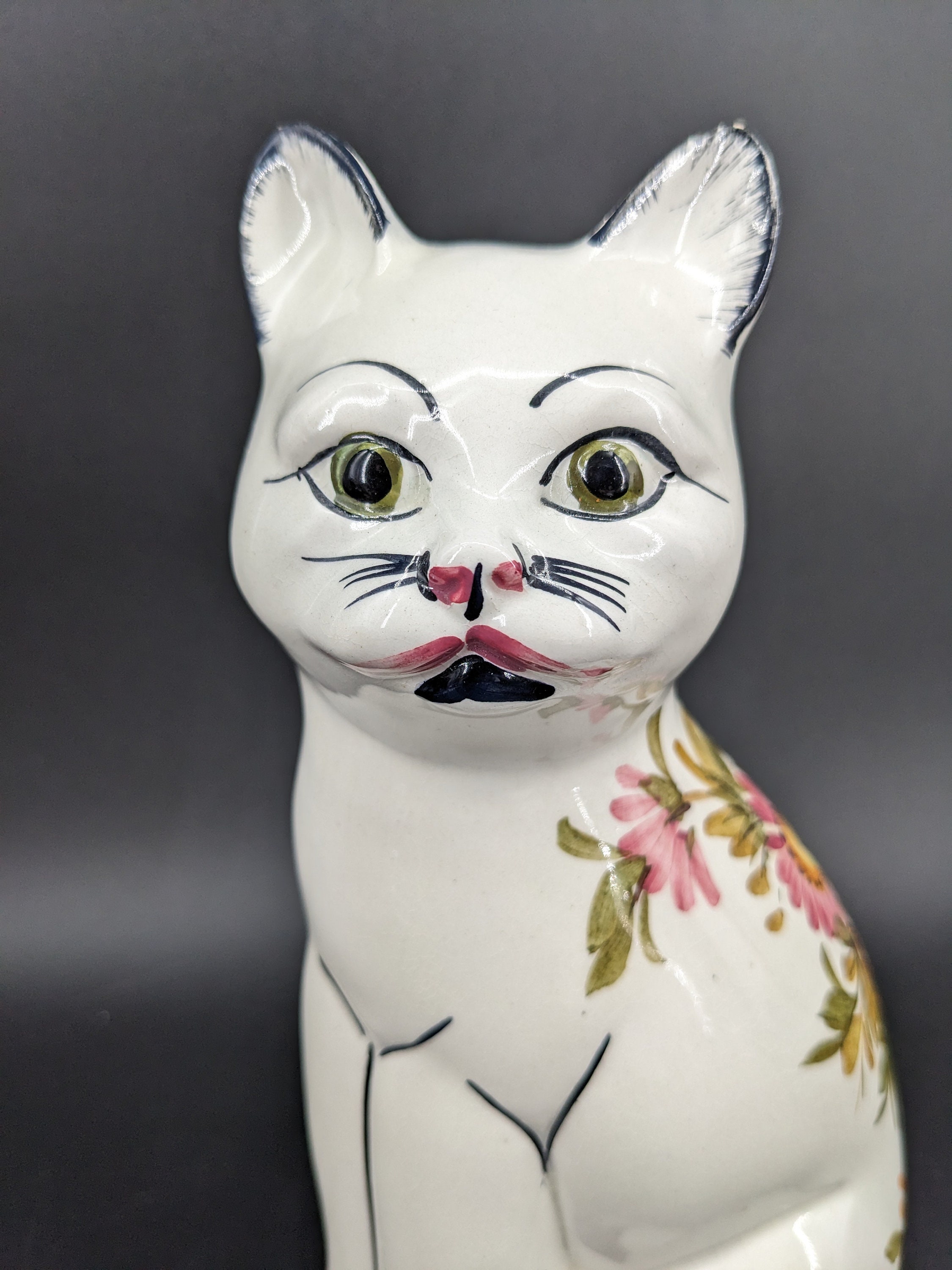 Vintage Italian Hand Painted Pottery Cat Statue 8 1/4 - Etsy