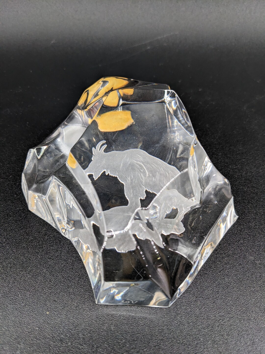Limited Edition Val St. Lambert Crystal Mountain Goat Paperweight ...