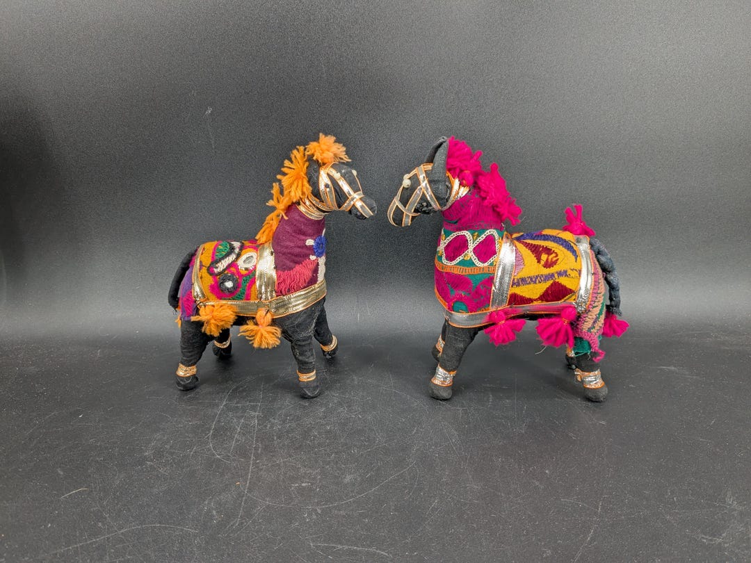 Set of 2 Vintage Rajasthani Indian Folk Art Fabric Horses 7'' - Etsy