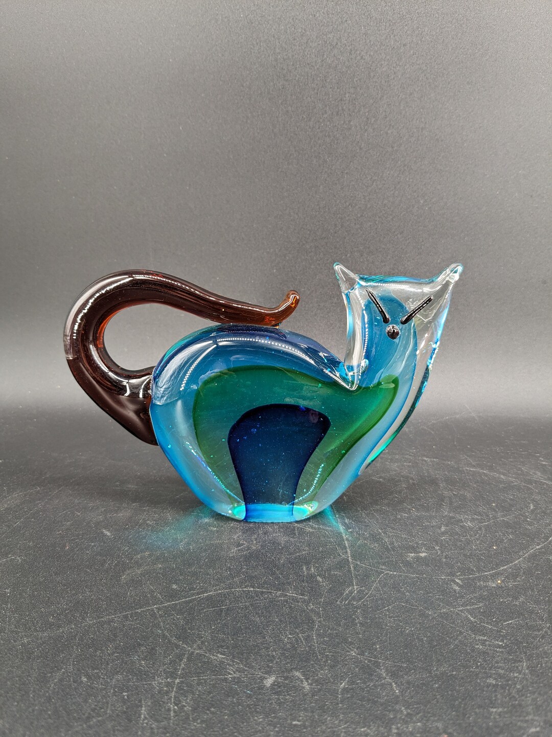 Hand Blown MCM Style Glass Cat Paperweight Sommerso Style 7 1/2'' - Etsy