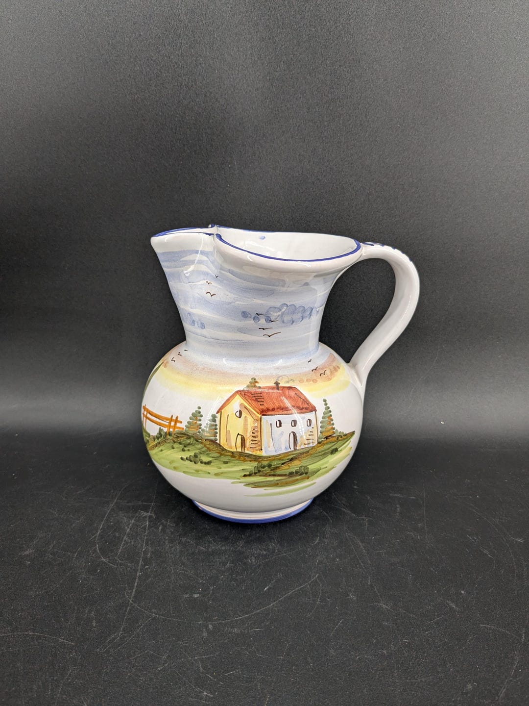 Vintage Hand Painted Sberna Deruta Italy Pottery Water Pitcher 6 3/4 ...