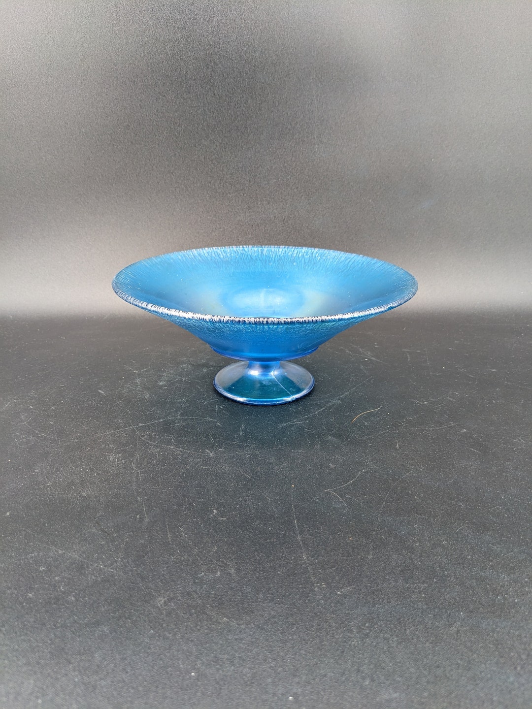 Vintage 1920's Northwood Blue Stretched Glass Footed Bow 8 3/4'' - Etsy