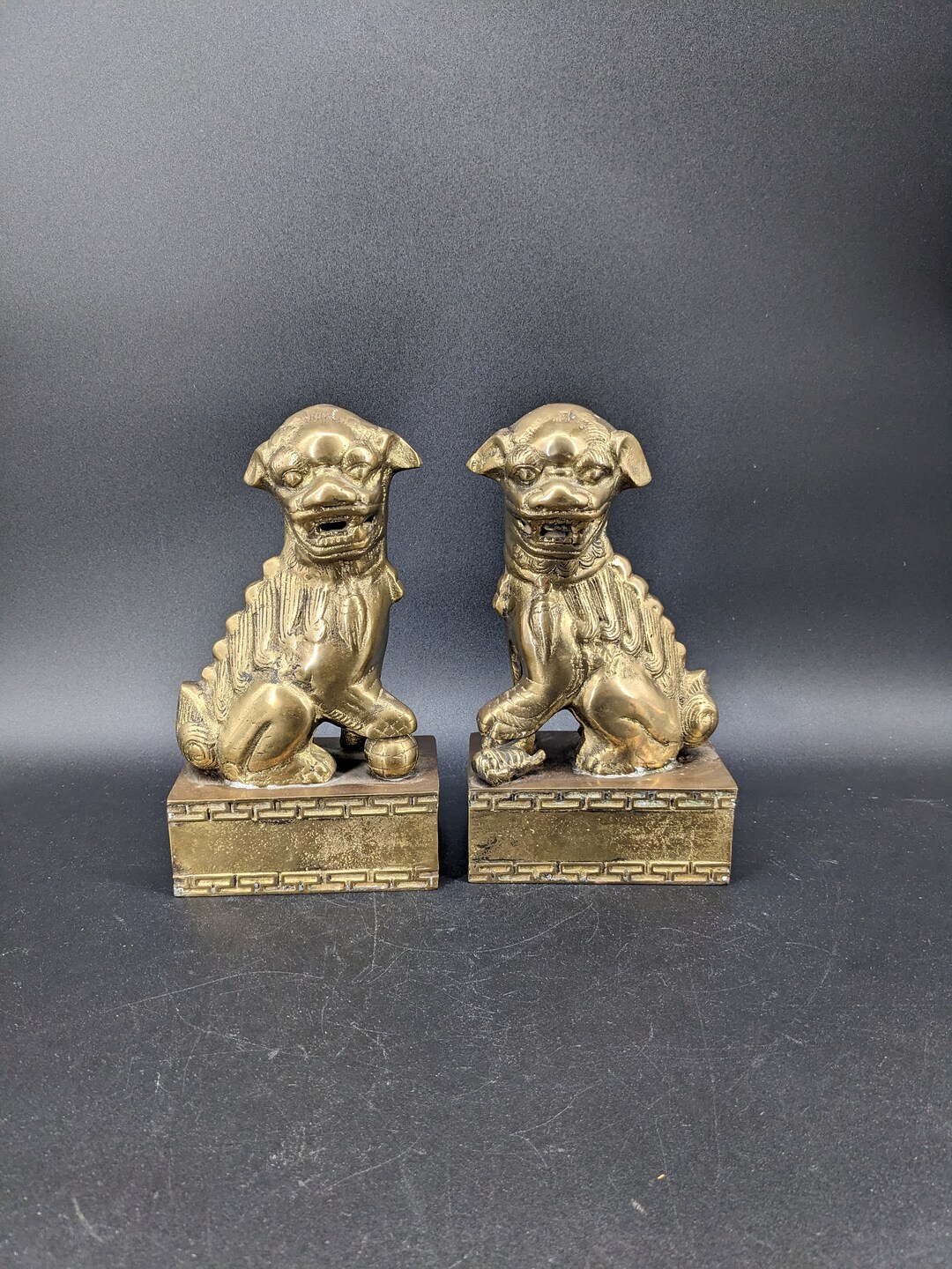 Vintage Brass Chinese Foo Dogs Bookends 8 1/2'' Made in Hong Kong - Etsy