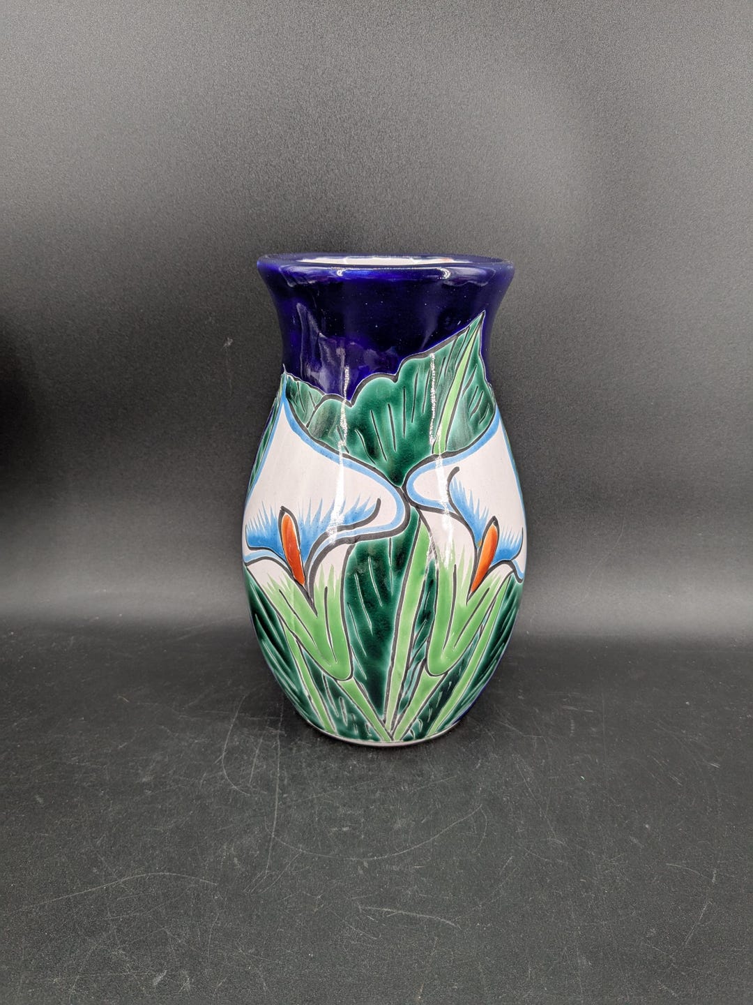 Hand Painted Talavera Pottery Calla Lily Vase 9 1/2'' Made in Mexico - Etsy