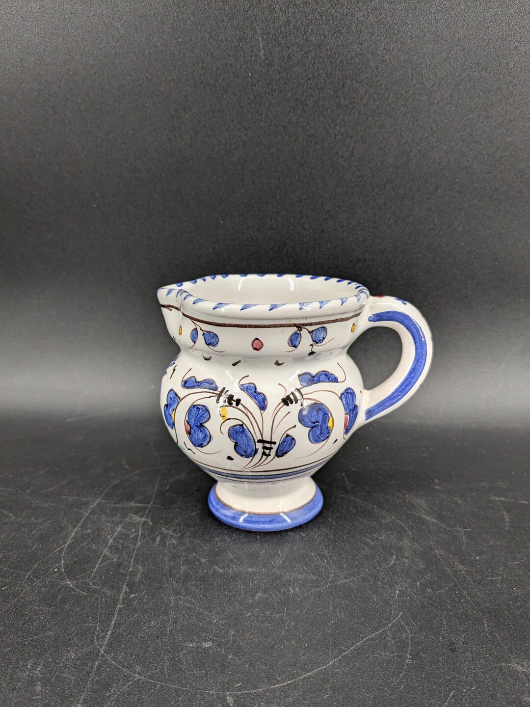 Vintage Handgemalt Italian Pottery Cream Pitcher 4'' Hand Painted in ...