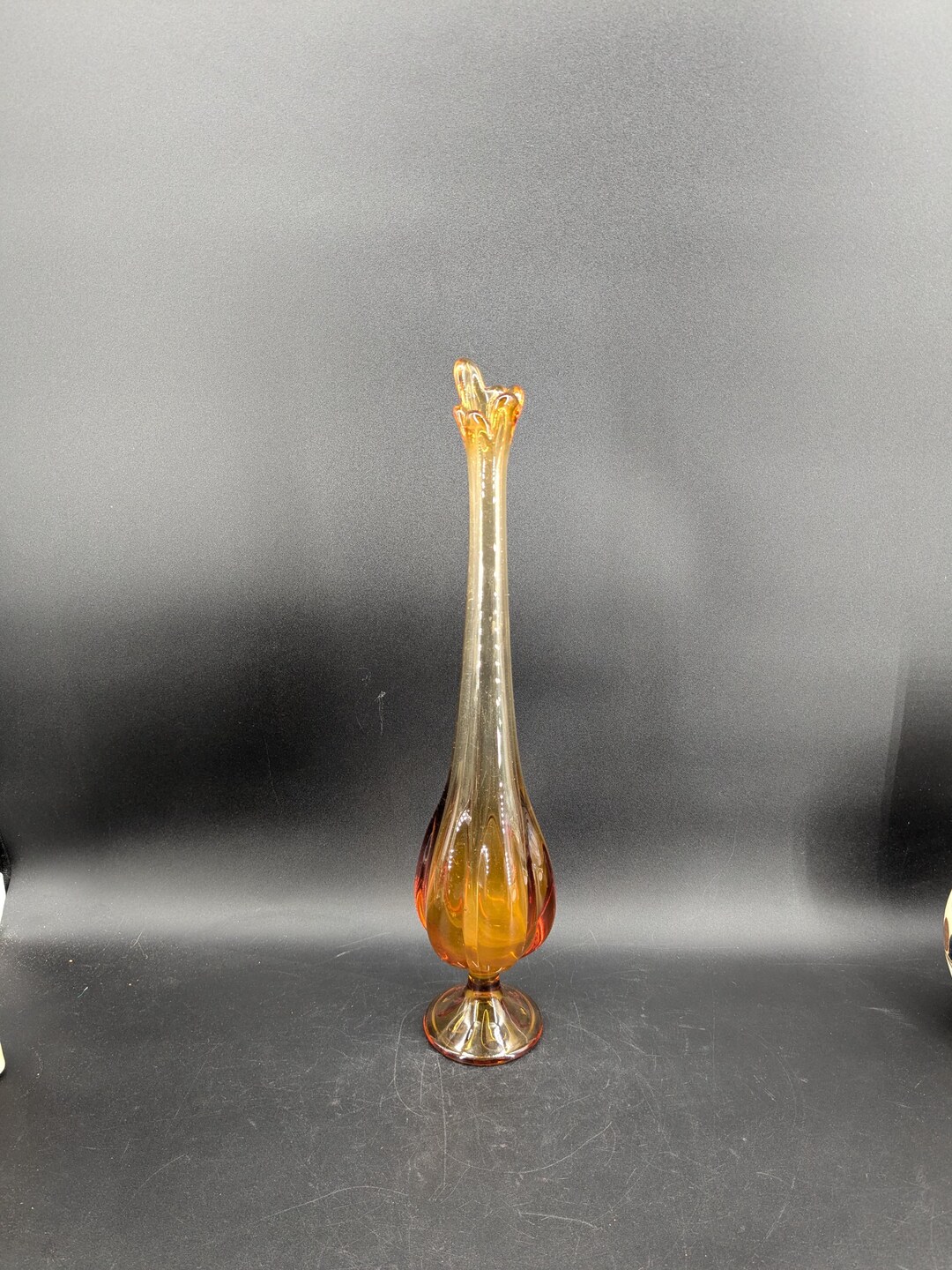 Vintage MCM Viking Glass Amber Glass Swung Vase 16" - Etsy