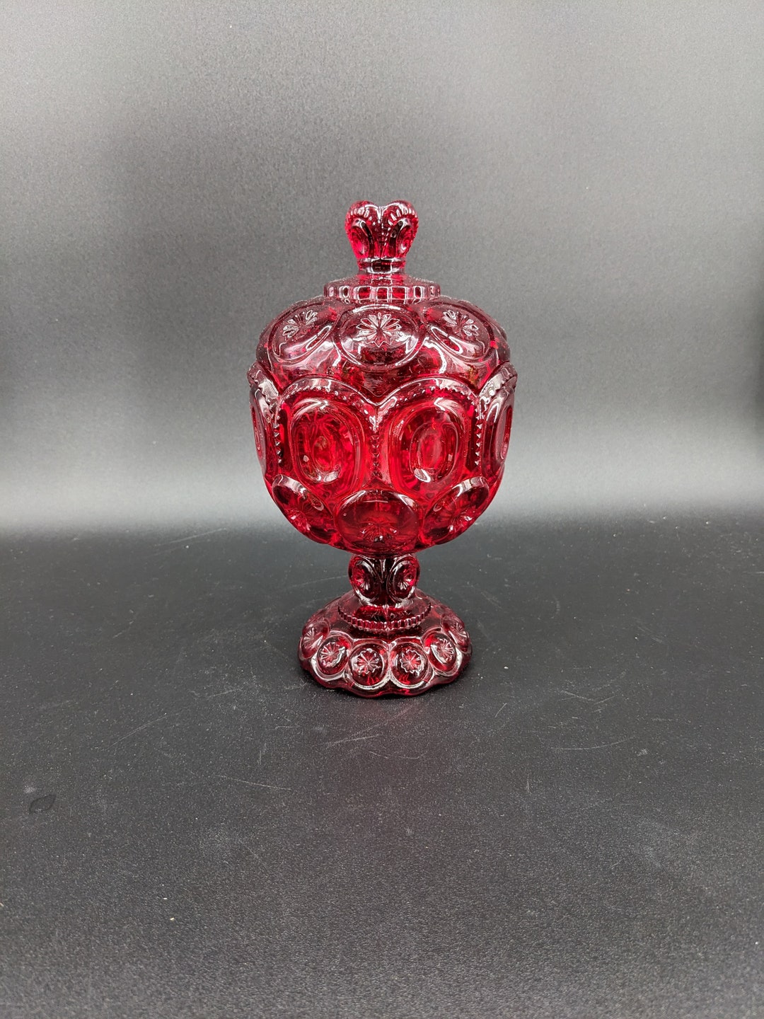 Vintage LE Smith Red Moon & Stars Candy Dish 8 1/2'' by 4 1/2 ...