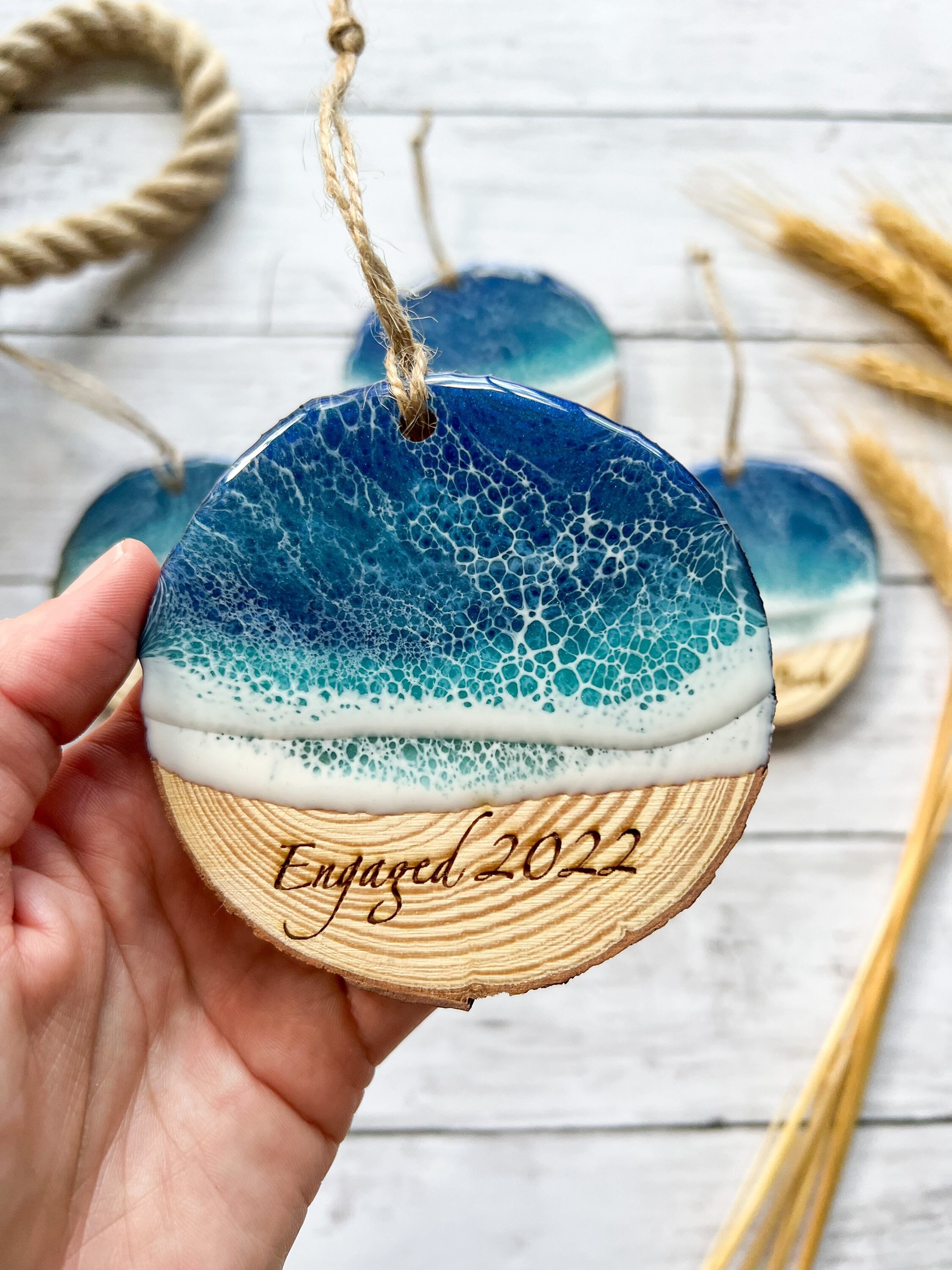 Personalized Live Edge Ornaments | Wood Christmas Ornaments Epoxy ...