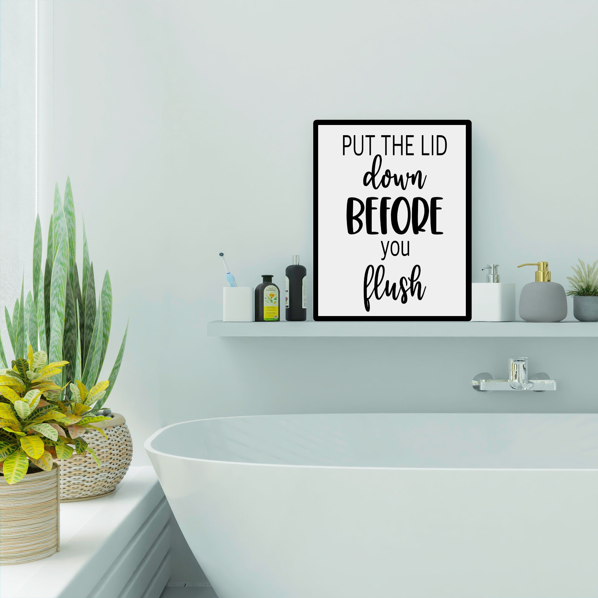 Put the Lid Down Printable Bathroom Sign, Fun Bathroom Wall Art JPG ...