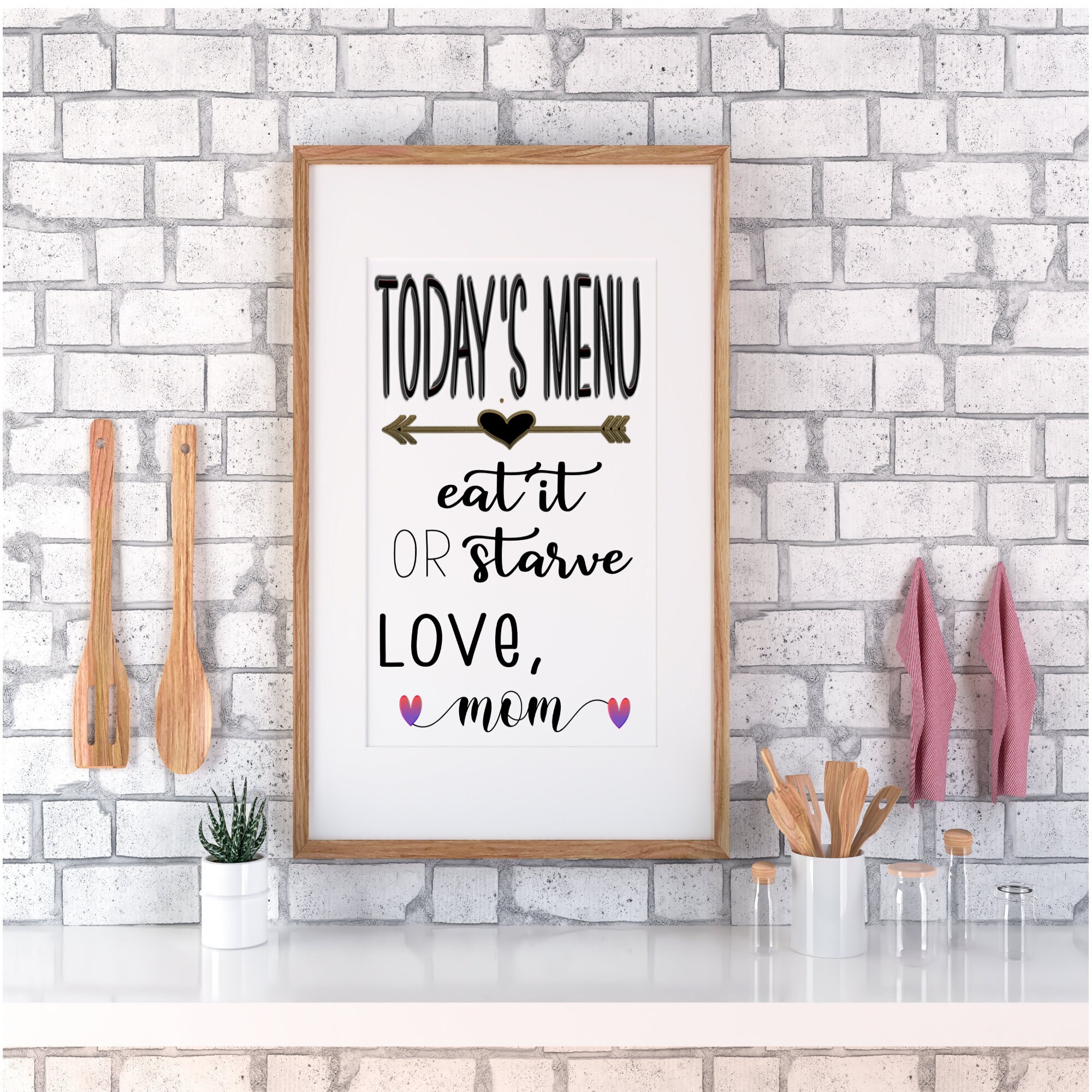 Todays Menu Sign, Printable Kitchen Wall Art, Funny Kitchen Decor ...