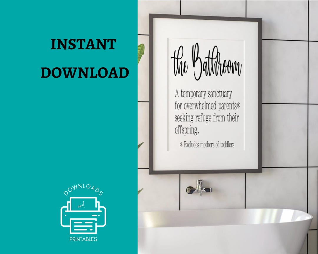 Funny Restroom Signs, Restroom Wall Art, Humorous Bathroom Digital Art ...