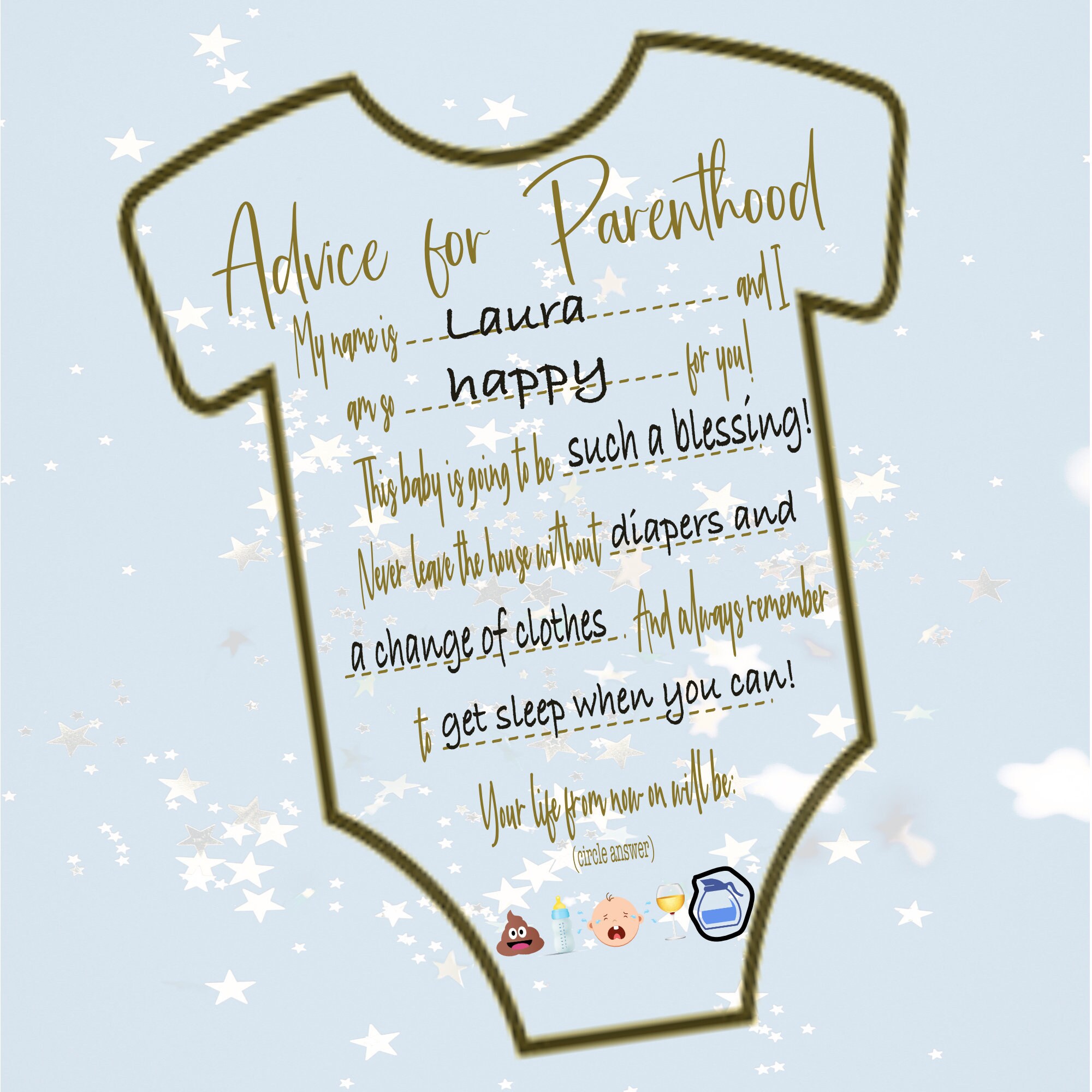 Funny Advice for New Parents, Baby Shower Downloadable Games, Advice ...