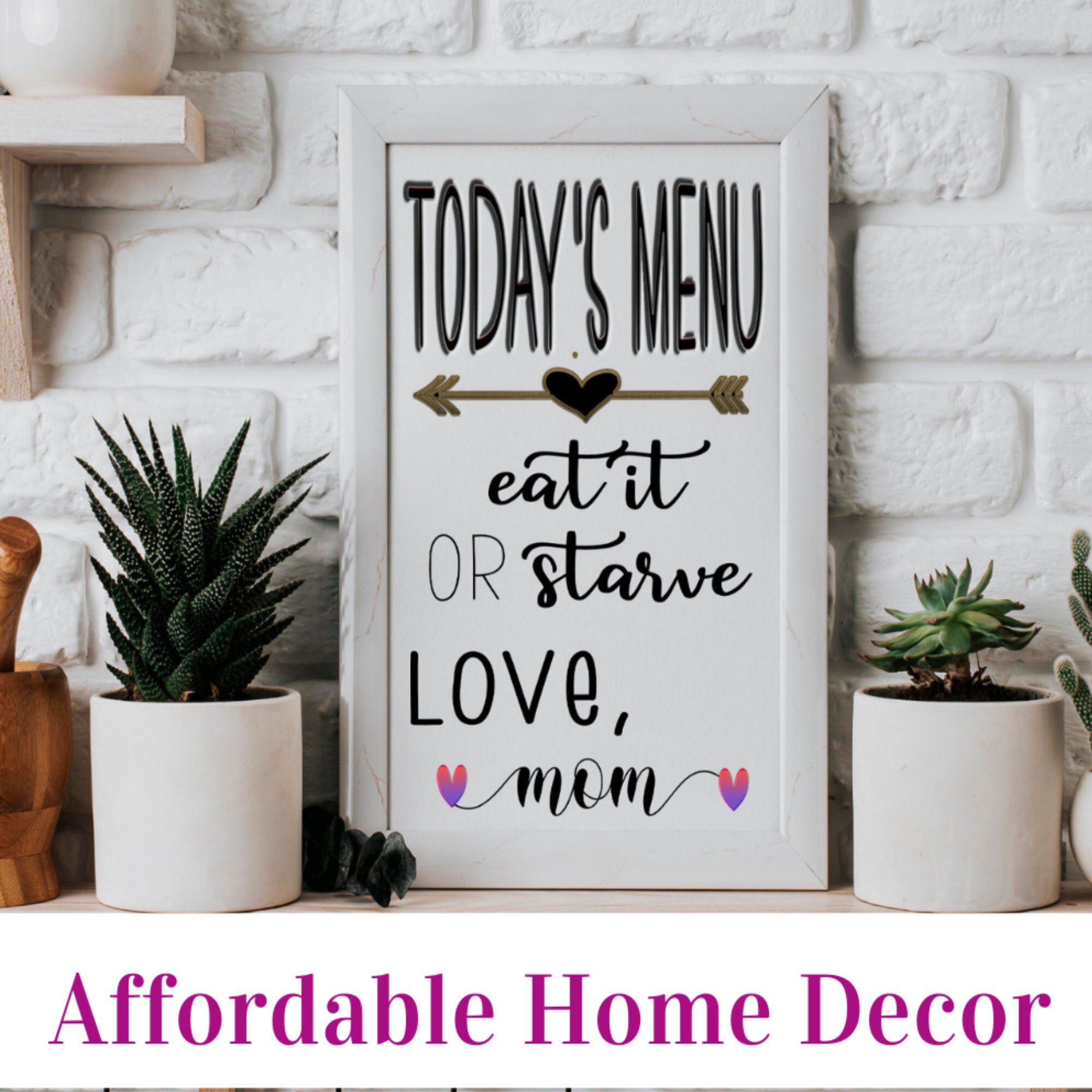 Todays Menu Sign, Printable Kitchen Wall Art, Funny Kitchen Decor ...