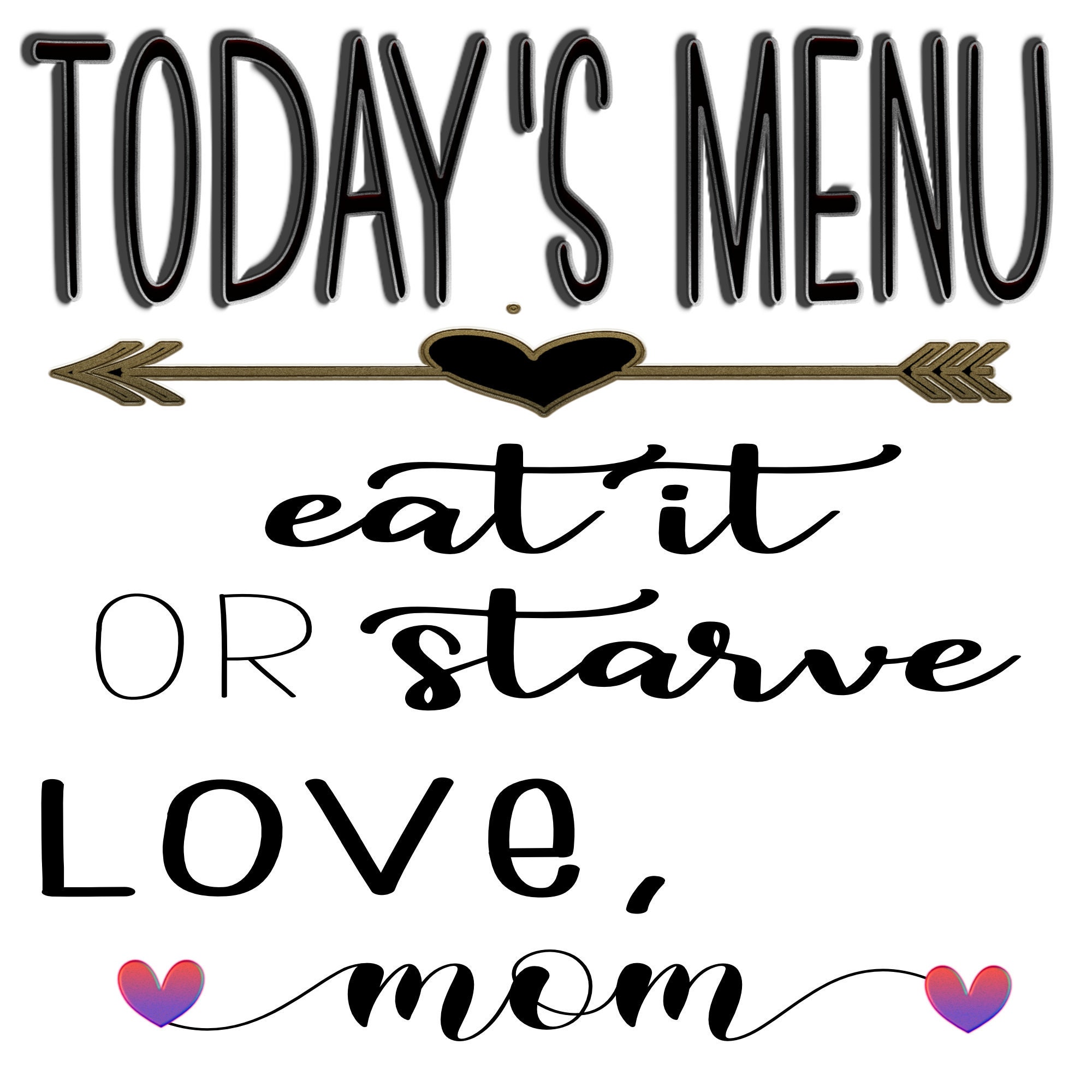 Todays Menu Sign, Printable Kitchen Wall Art, Funny Kitchen Decor ...