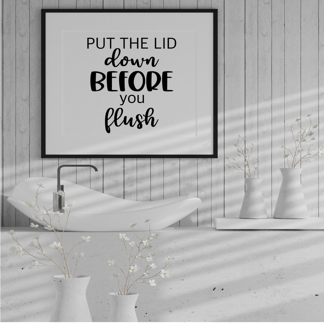 Put the Lid Down Printable Bathroom Sign, Fun Bathroom Wall Art JPG ...