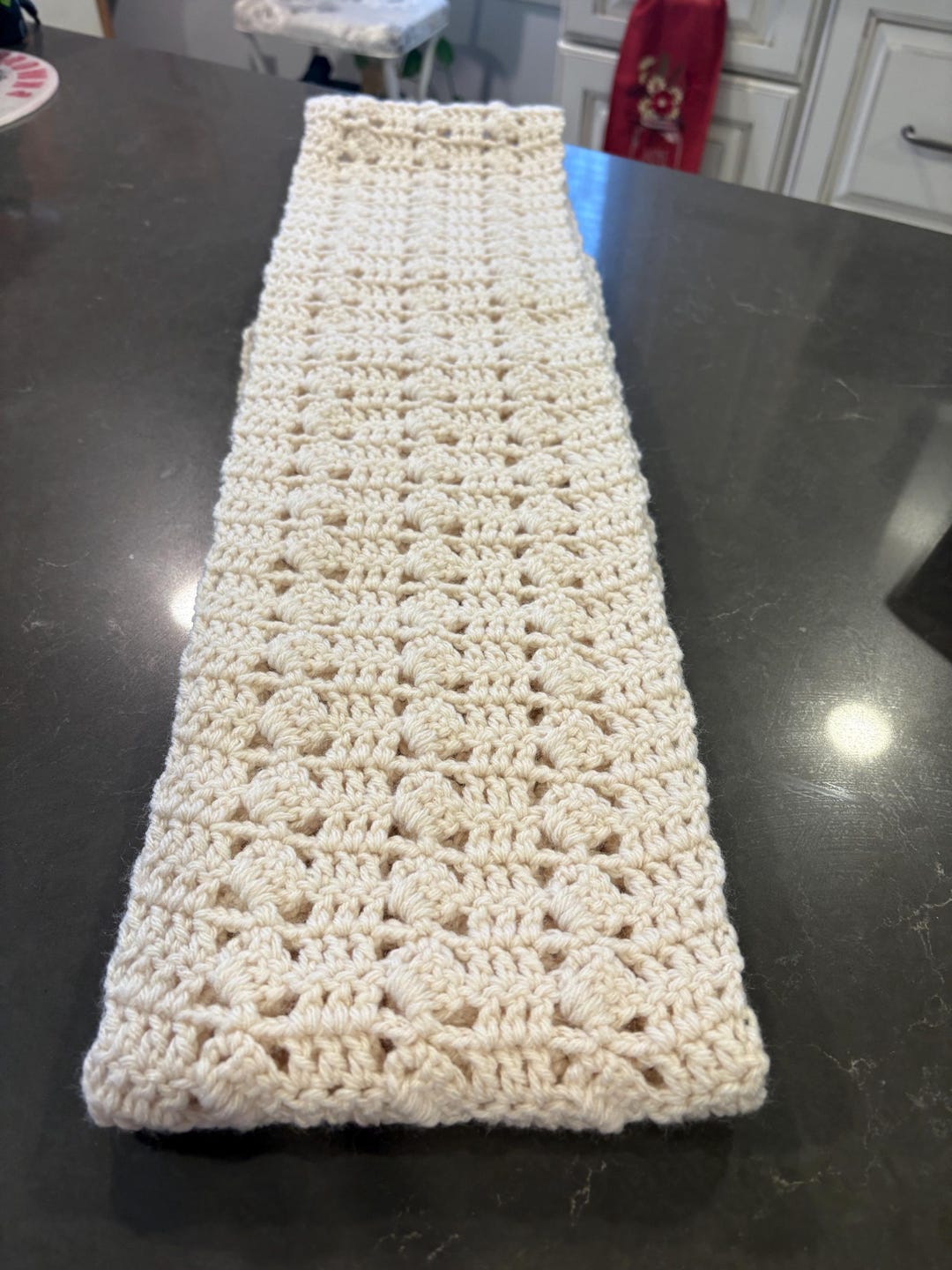 Crocheted Cream Colored Scarf - Etsy