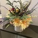 Cream Colored Tin Vase With Sunflowers on It and Yellow Flowers and ...