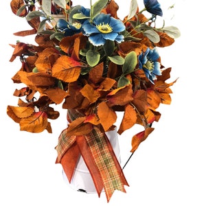 White Tin Pitcher With Fall Foliage - Etsy