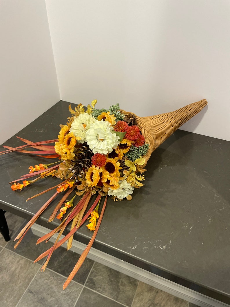 Vintage Cornucopia With Fall Foliage - Etsy