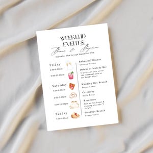 Fully EDITABLE INSTANT DOWNLOAD | Wedding Weekend Itinerary Canva ...