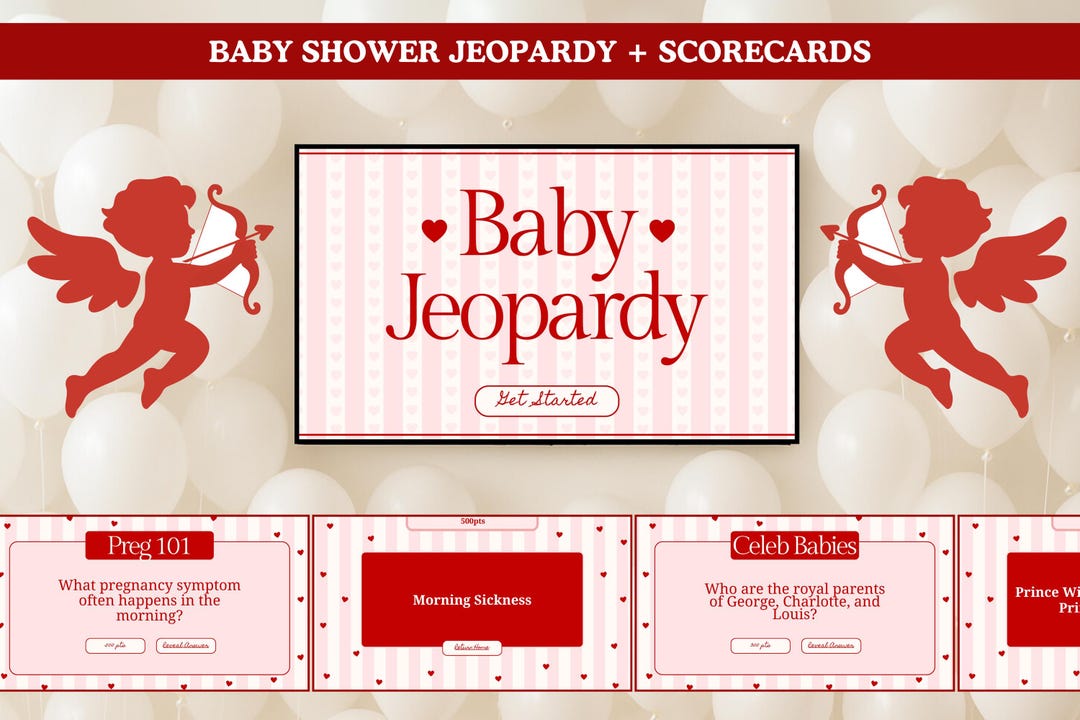 Valentine's Day Baby Shower Jeopardy Game, Printable Scorecards & Canva ...