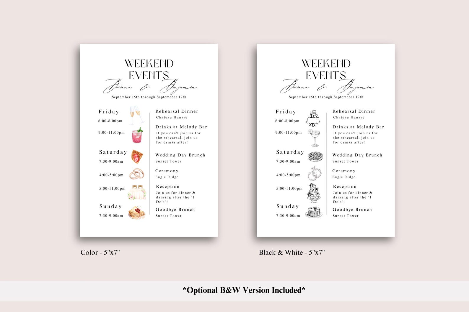Fully EDITABLE INSTANT DOWNLOAD | Wedding Weekend Itinerary Canva ...