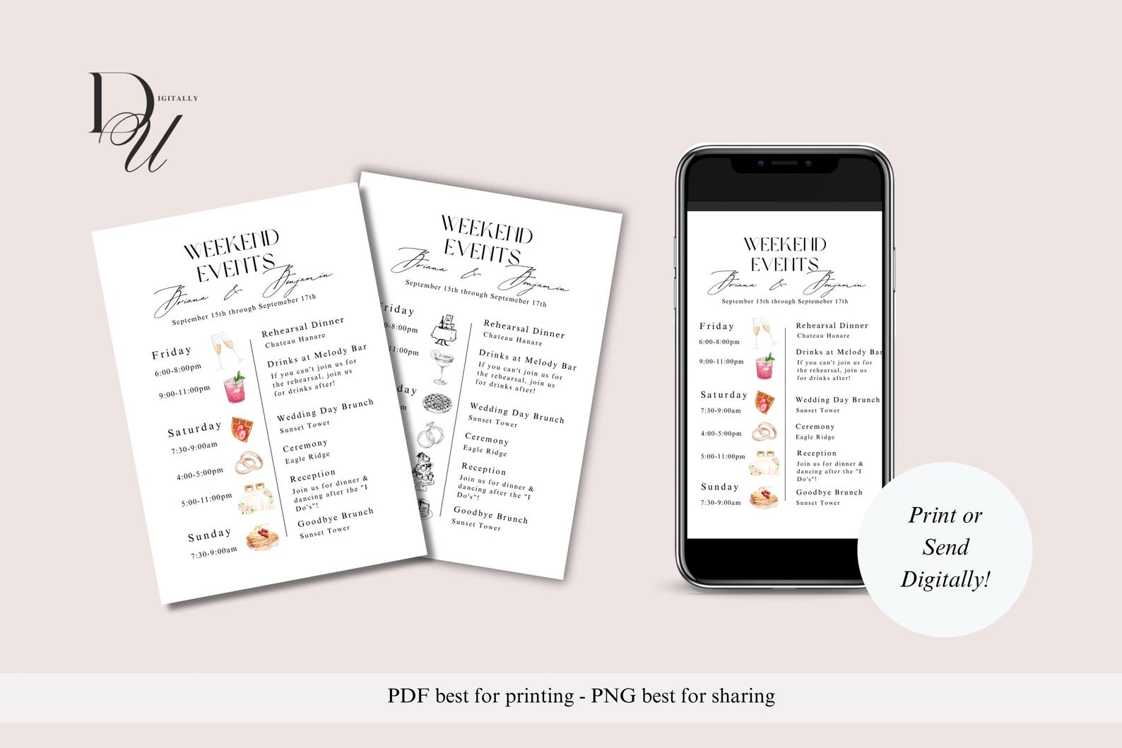 Fully EDITABLE INSTANT DOWNLOAD | Wedding Weekend Itinerary Canva ...