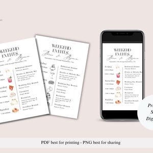 Fully EDITABLE INSTANT DOWNLOAD | Wedding Weekend Itinerary Canva ...