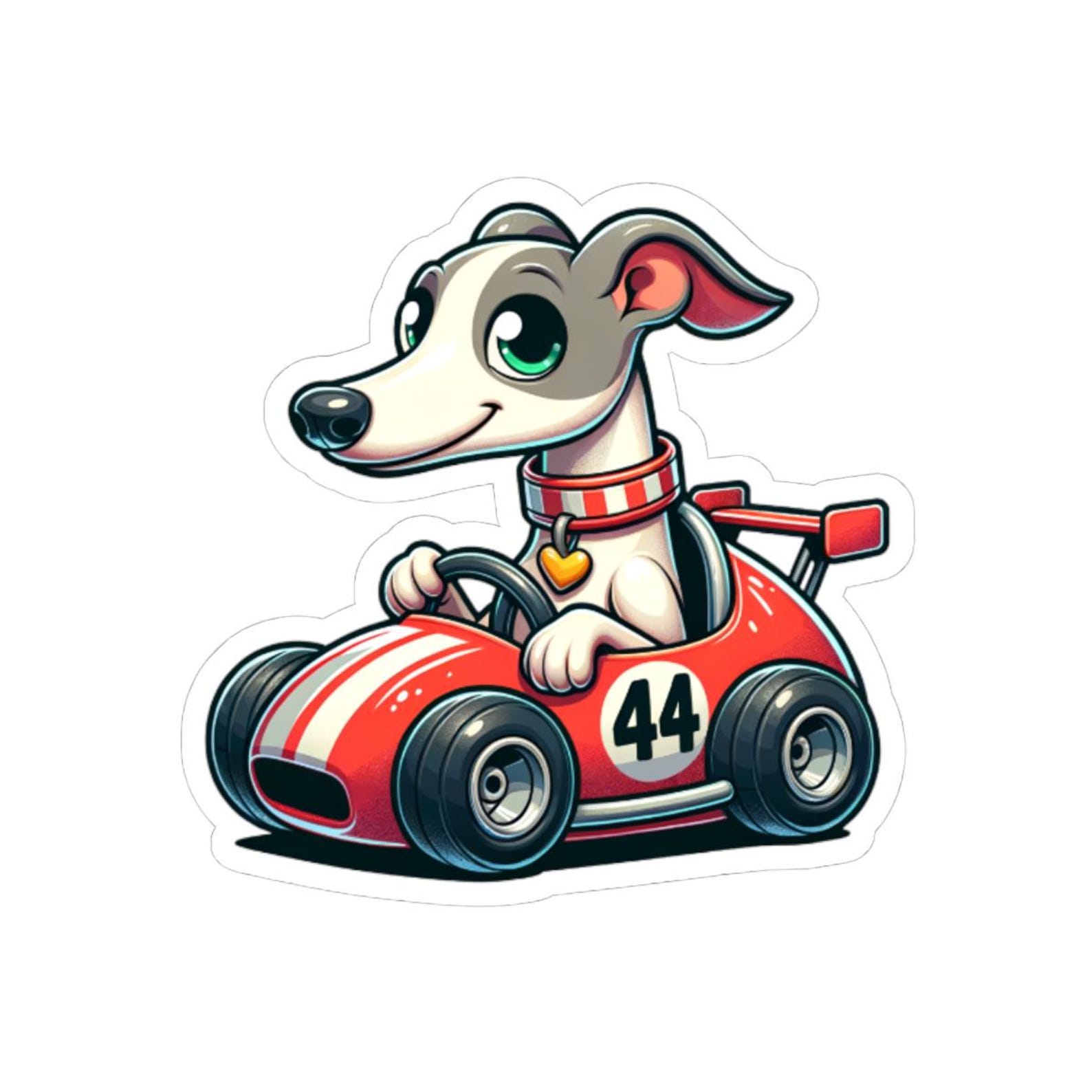 Greyhound Race Car Sticker, Cute Dog Decor, Race Car Decal, Laptop ...