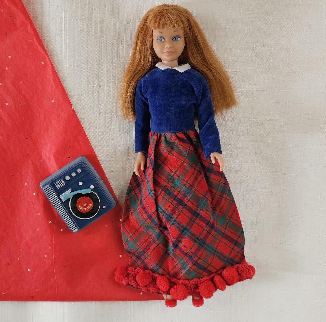 Vintage Barbie Skipper Doll "platter Party" Dress # 1914, Blue Velvet ...