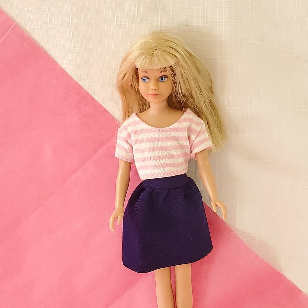 Vintage Skipper Handmade Navy Blue Skirt Pink Stripe Top - Etsy