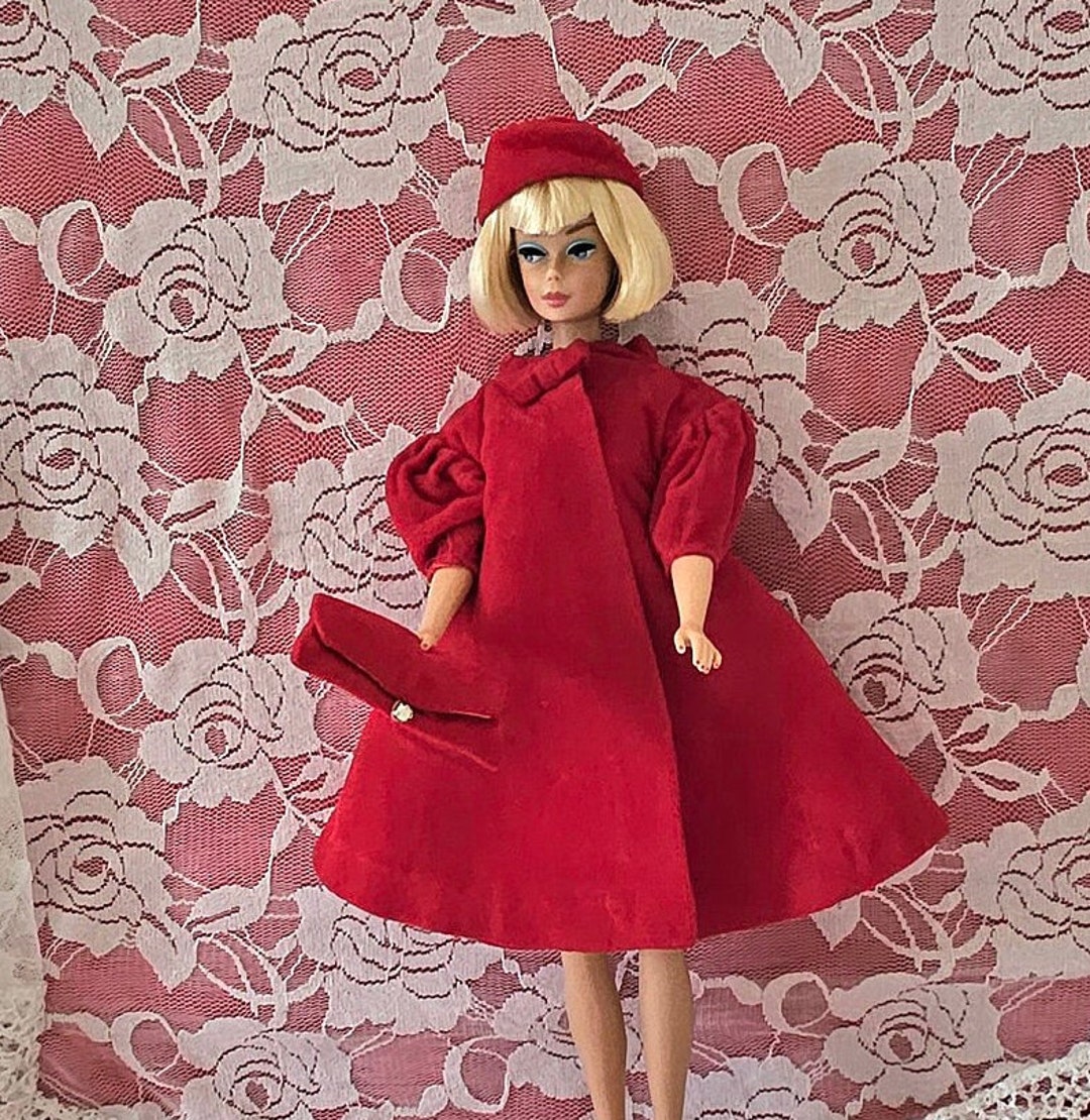 Vintage Barbie Swing Coat red Flare 939, Barbie Doll Dress Red Velvet ...