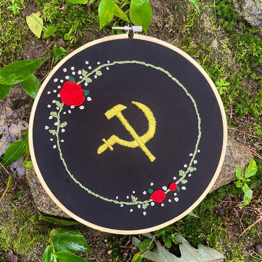 Revolutionary Elegance: Sickle and Hammer With Red Roses Embroidery ...