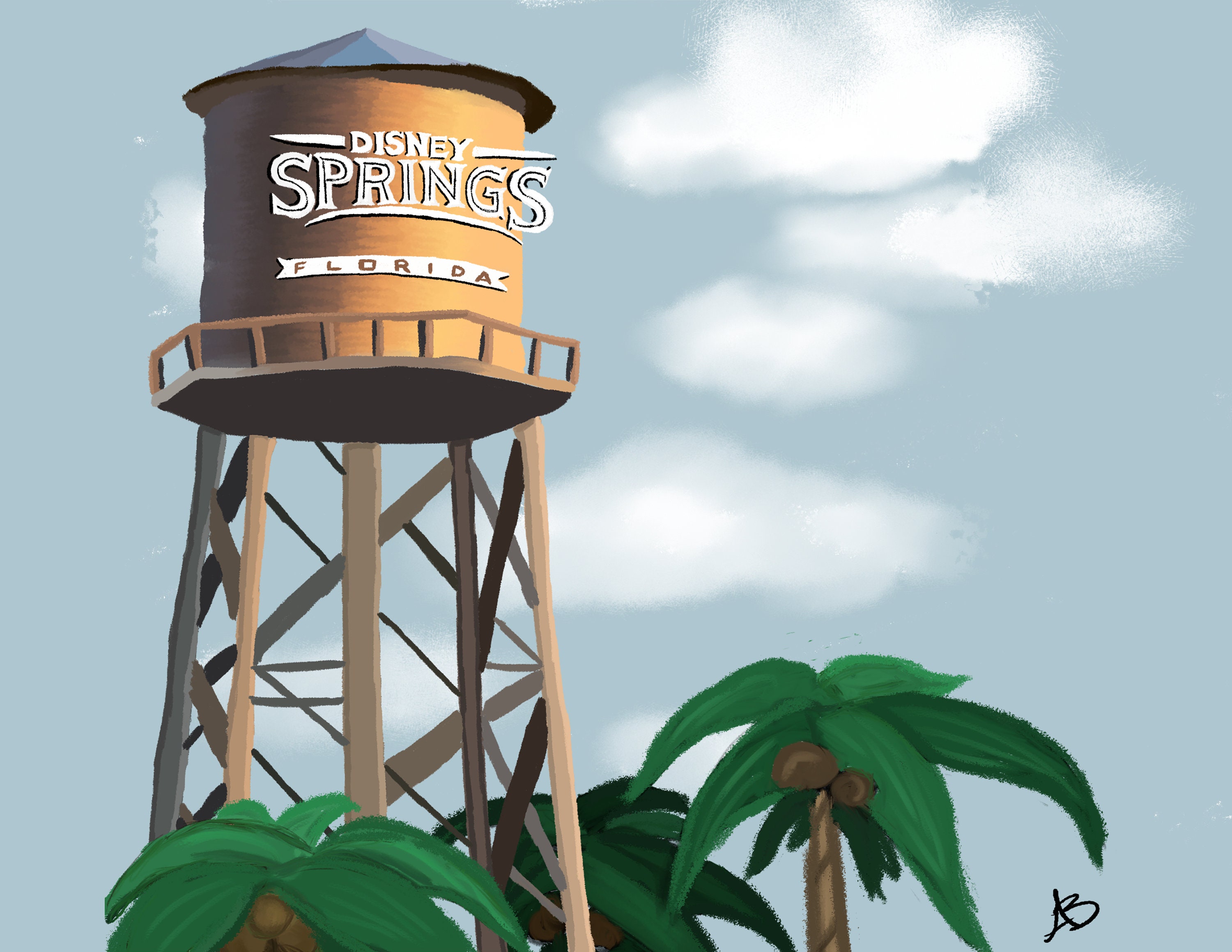Disney Springs Water Tower Art Print - Etsy