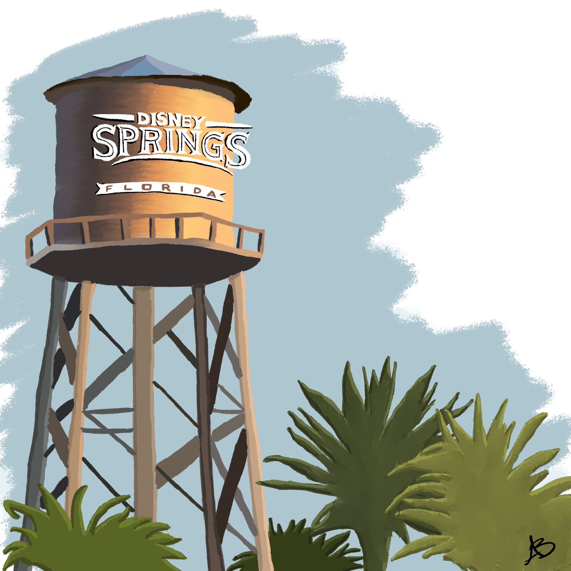 Disney Springs Water Tower Art Print - Etsy