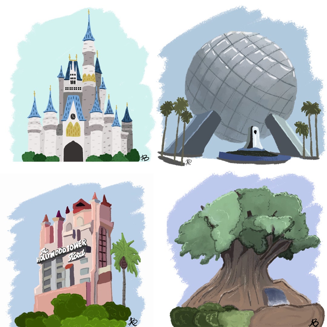 4-pack Bundle Disney Park Icon Art Print - Etsy
