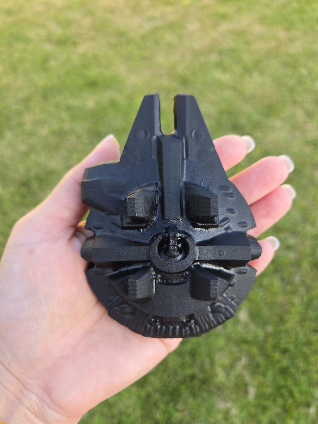 LARGE 4" Detailed Black Obsidian Hand-carved Star Wars Millenium Falcon ...