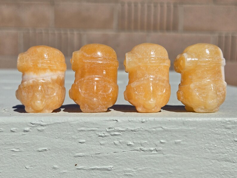 Cute Hand-carved Orange Calcite Crystal Minion Cartoon Character - Etsy