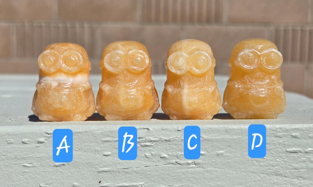 Cute Hand-carved Orange Calcite Crystal Minion Cartoon Character - Etsy