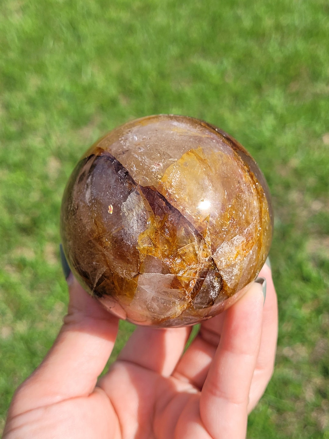 Golden Healer Quartz Sphere, Master Healing Crystal (64.5mm) - Etsy