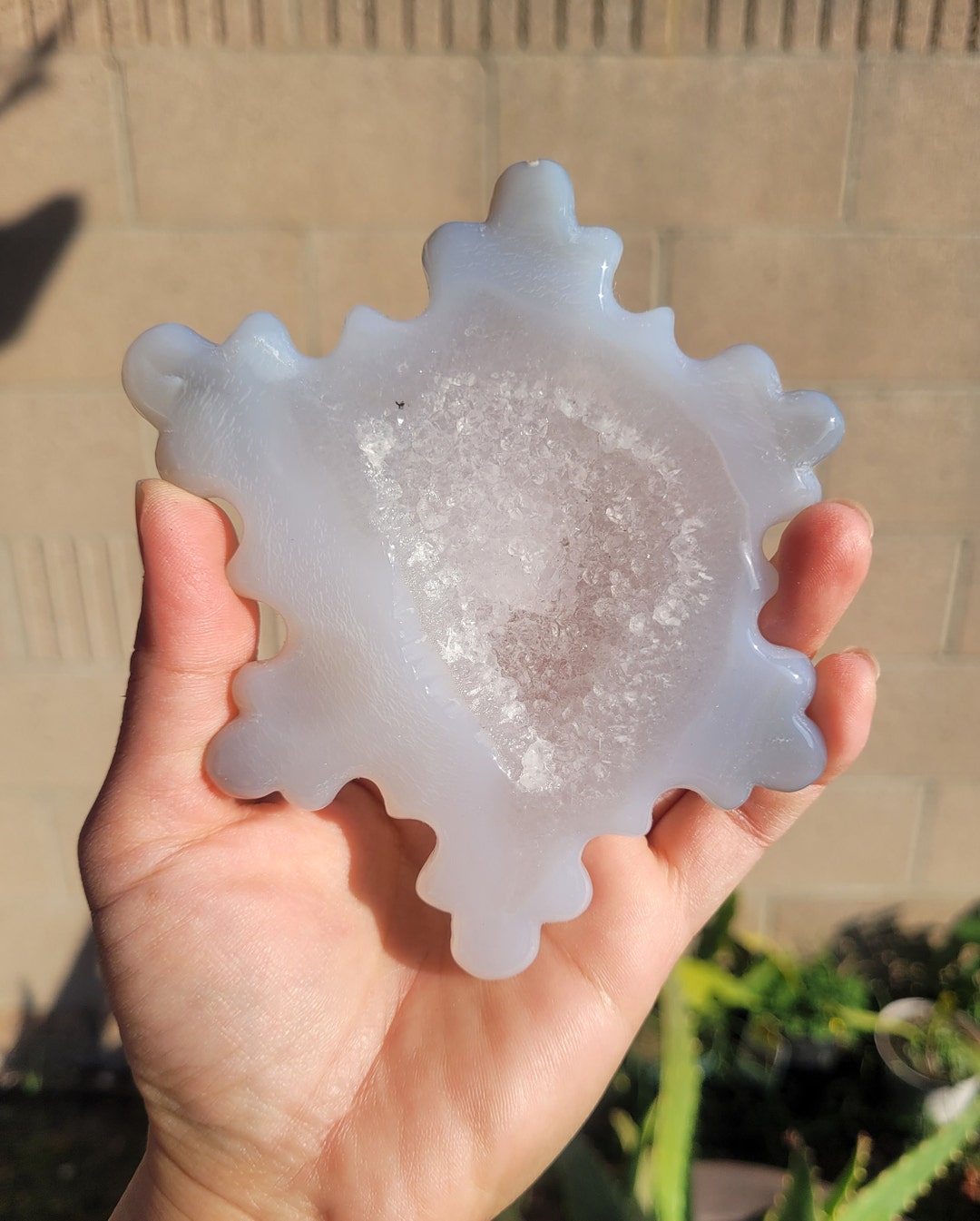 Large natural sparkly druzy agate snowflake/Christmas decor/ornament ...