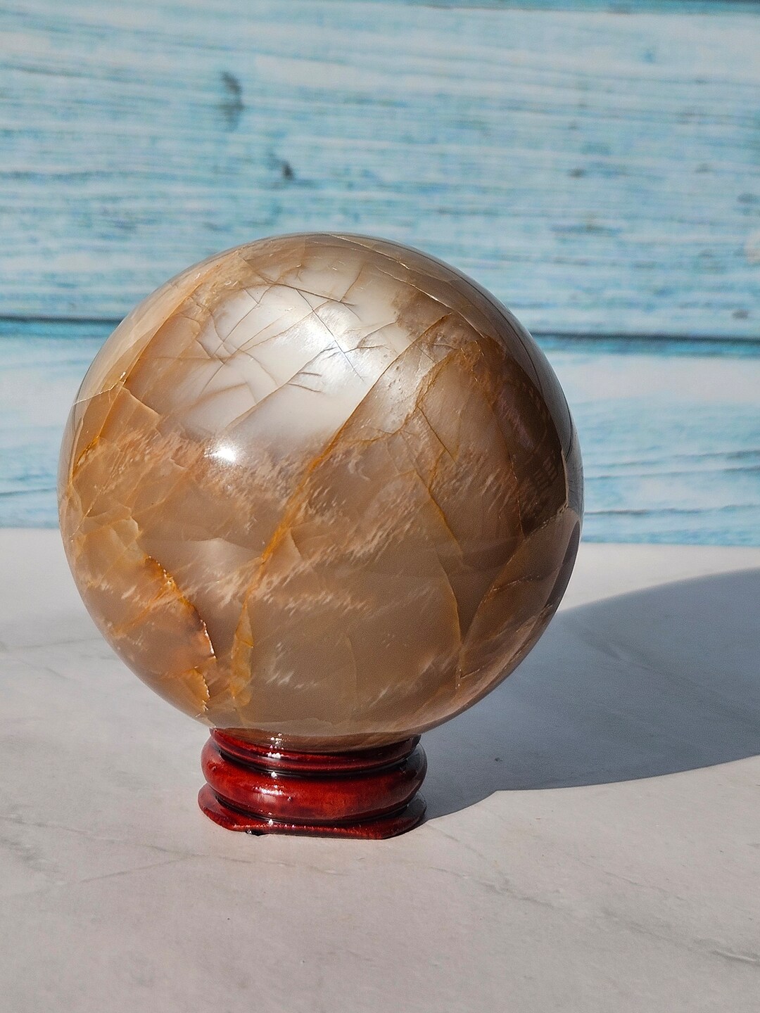 Large High Quality Light Blue, Silver and Golden Flash Peach Moonstone ...