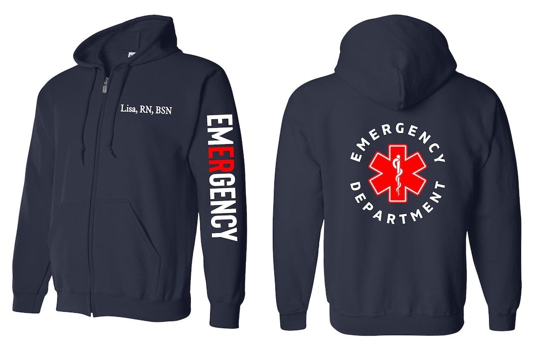 Emergency Department Zip up Jacket, Emergency Department Sweatshirt, ER ...