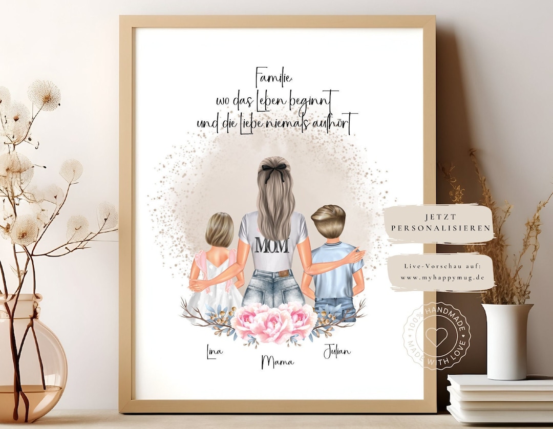 Mutter Kinder Poster, Mama Tochter Bild, Mama Personlisiertes Poster ...