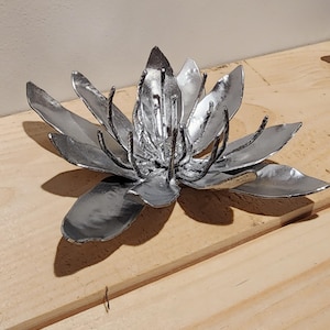 Welded Silver Metal Water Lily, Handmade Sculpture - Etsy