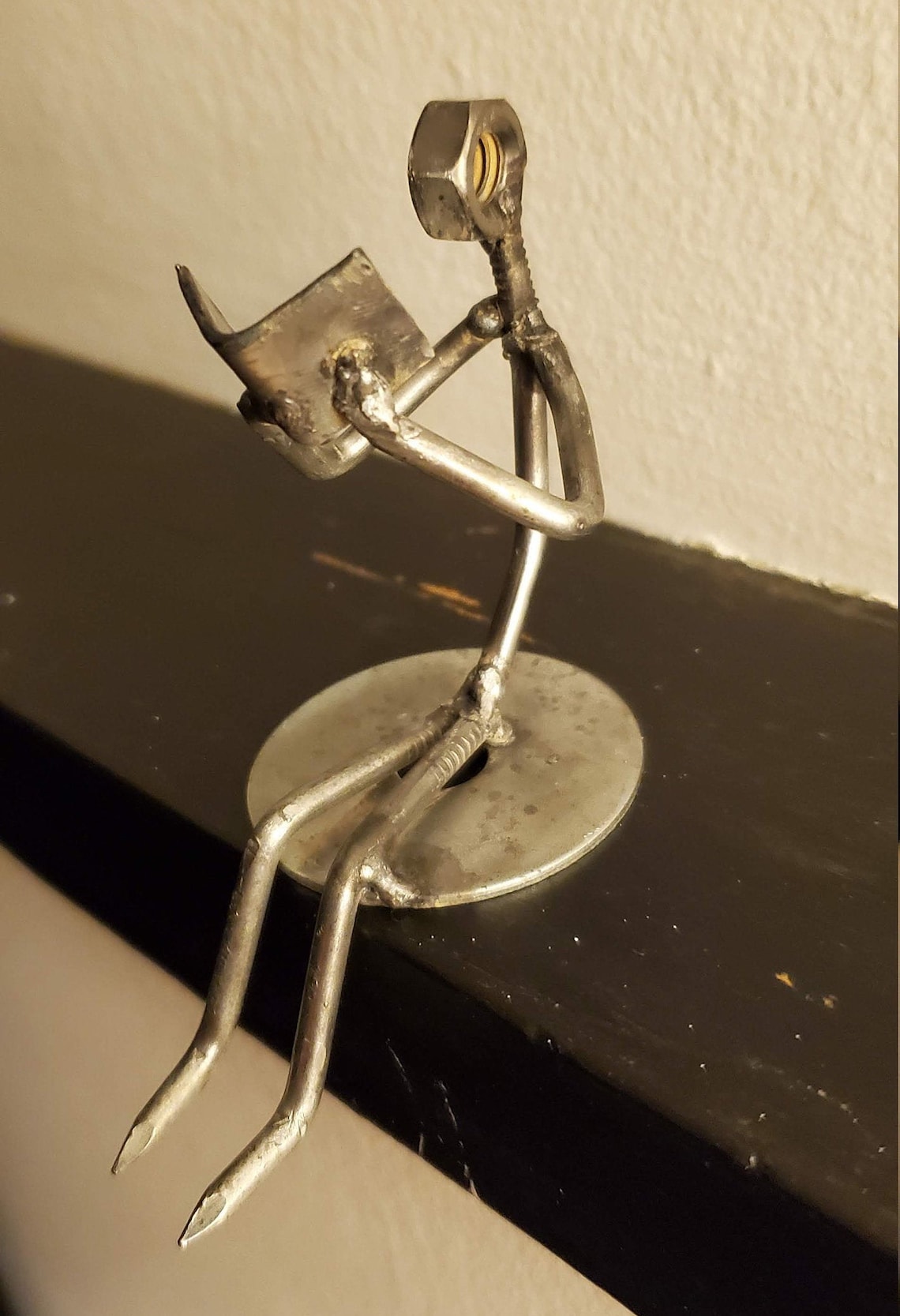 Metal Art Reading a Book Sculpture Welded Book Figurine - Etsy