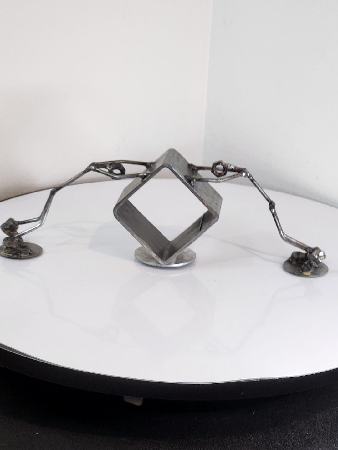 Metal Art Sculpture of Two Figures Pushing, Handmade Welded Metalwork ...