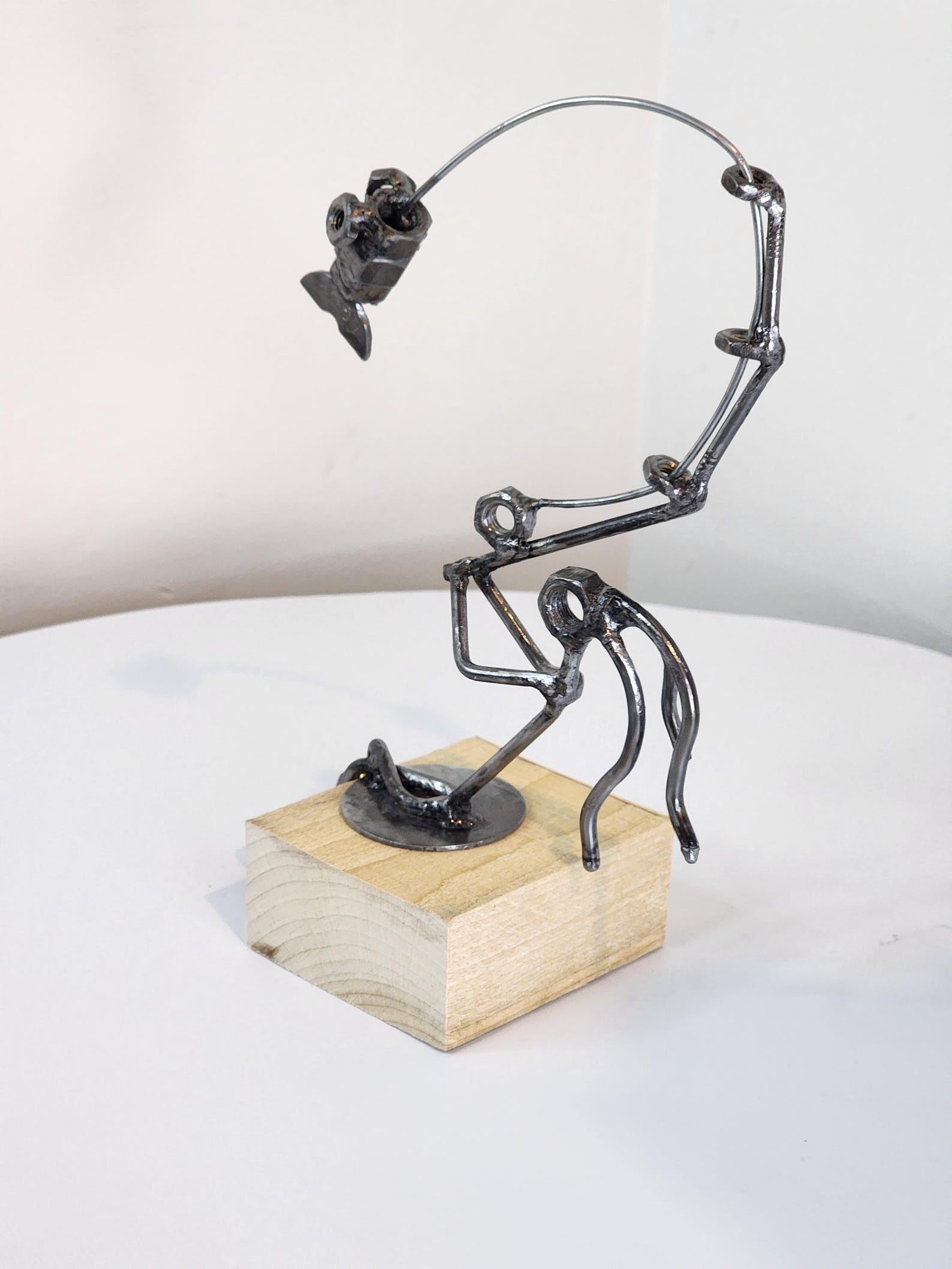 Welded Metal Fishing Figurine, Handmade Metal Art - Etsy