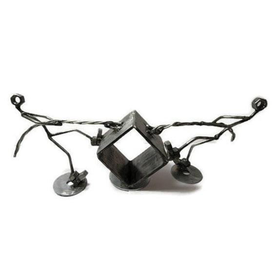 Metal Art Sculpture of Two Figures Pulling Welded Metalwork - Etsy