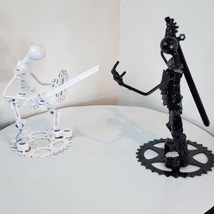 Welded Swordsmen Sculptures, Battle Between Light and Dark, Handmade ...
